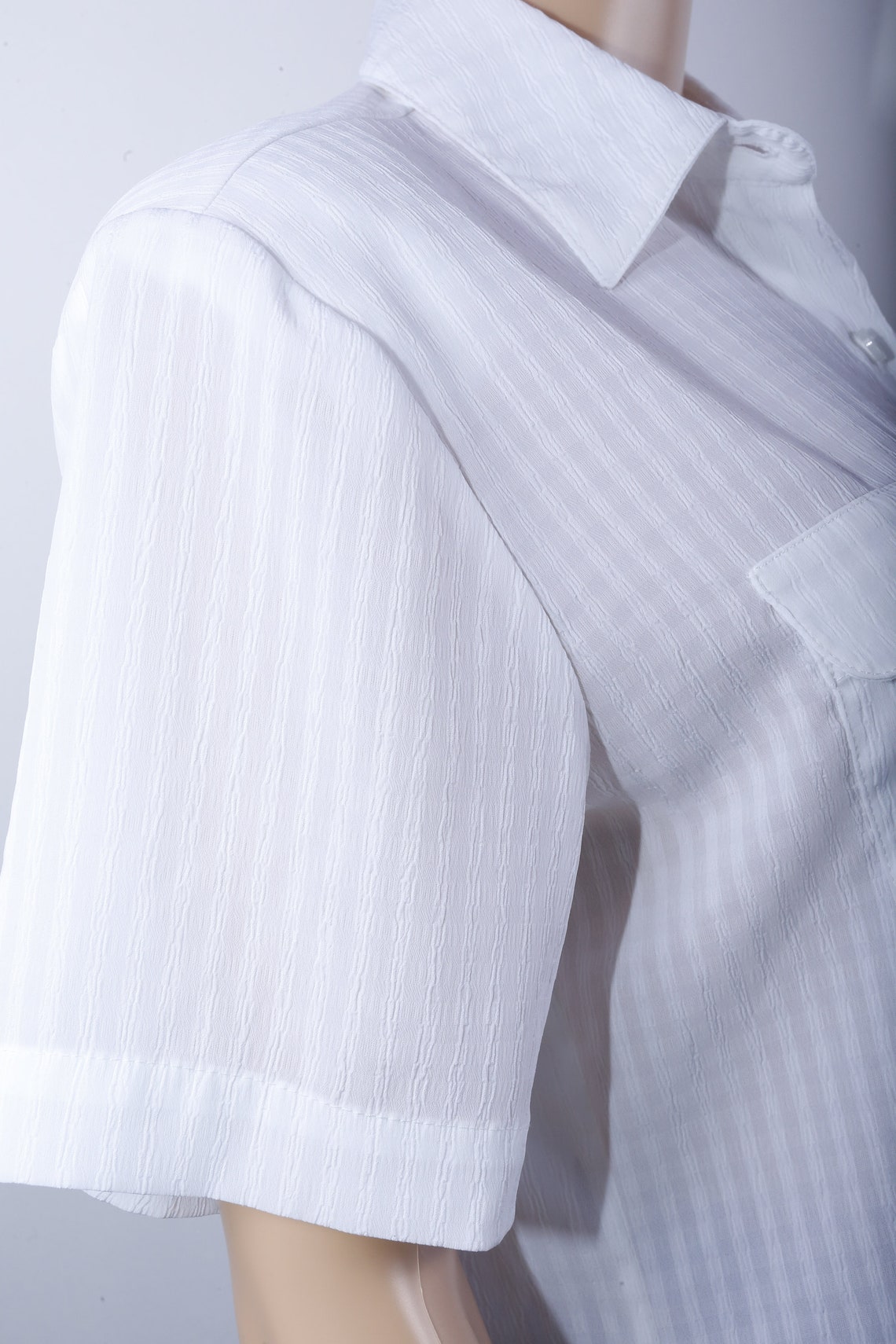 White See-through Transparent Blouse Shirt Short Sleeves | Etsy