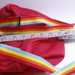 Red Netted Backpack With Rainbow Straps, Drawstring, Stylish, Unique ...