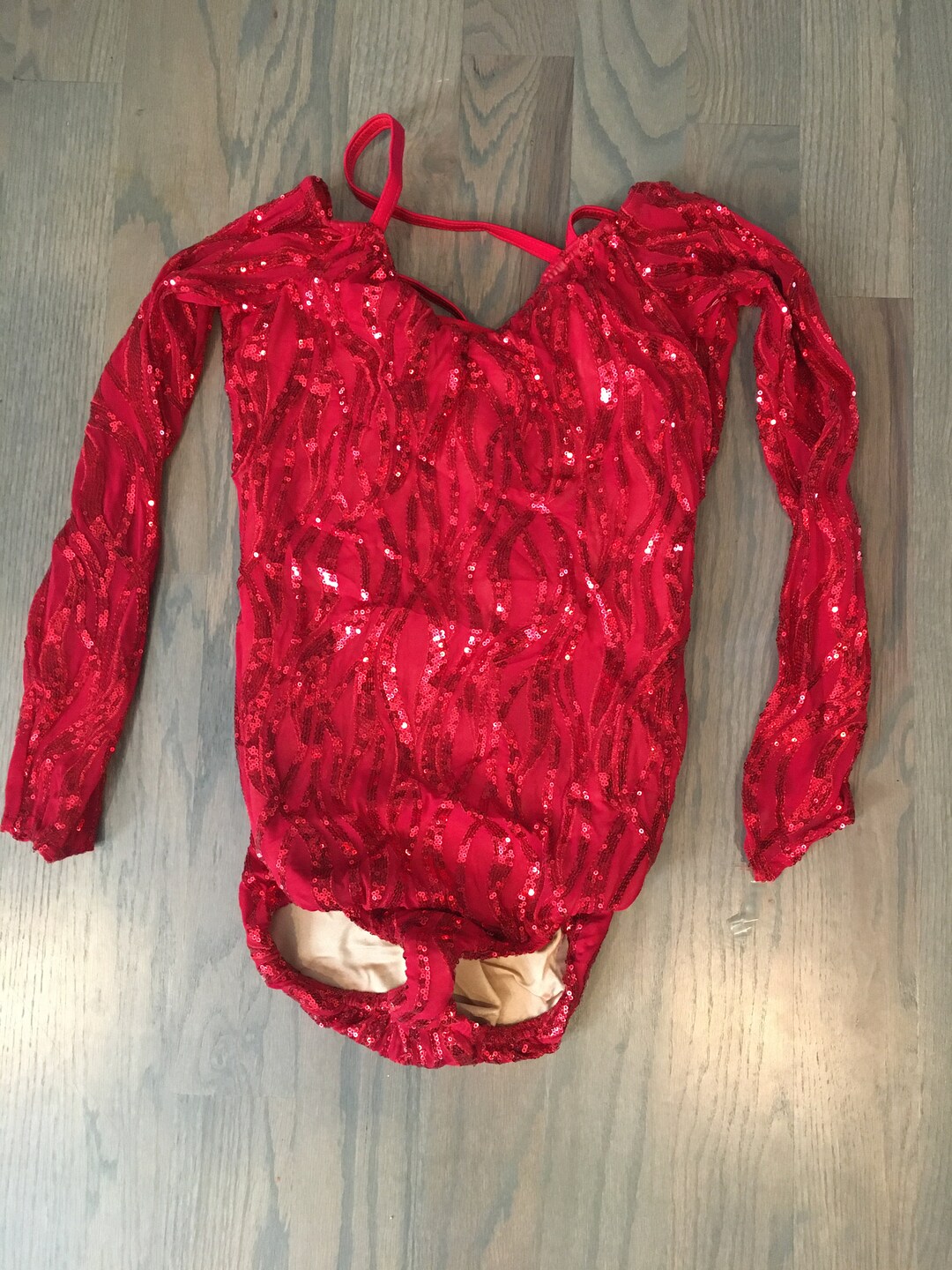 80s Red, Gymnastics Leotard, Sparkling, Beaded, Long Sleeve, Sports ...