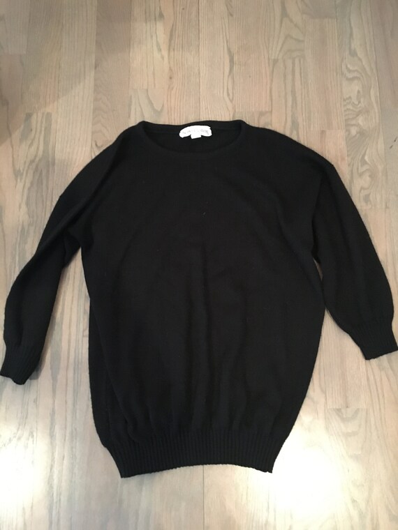 90s Kate Collins, Black, Sweater, Long, Pullover, Cow… - Gem