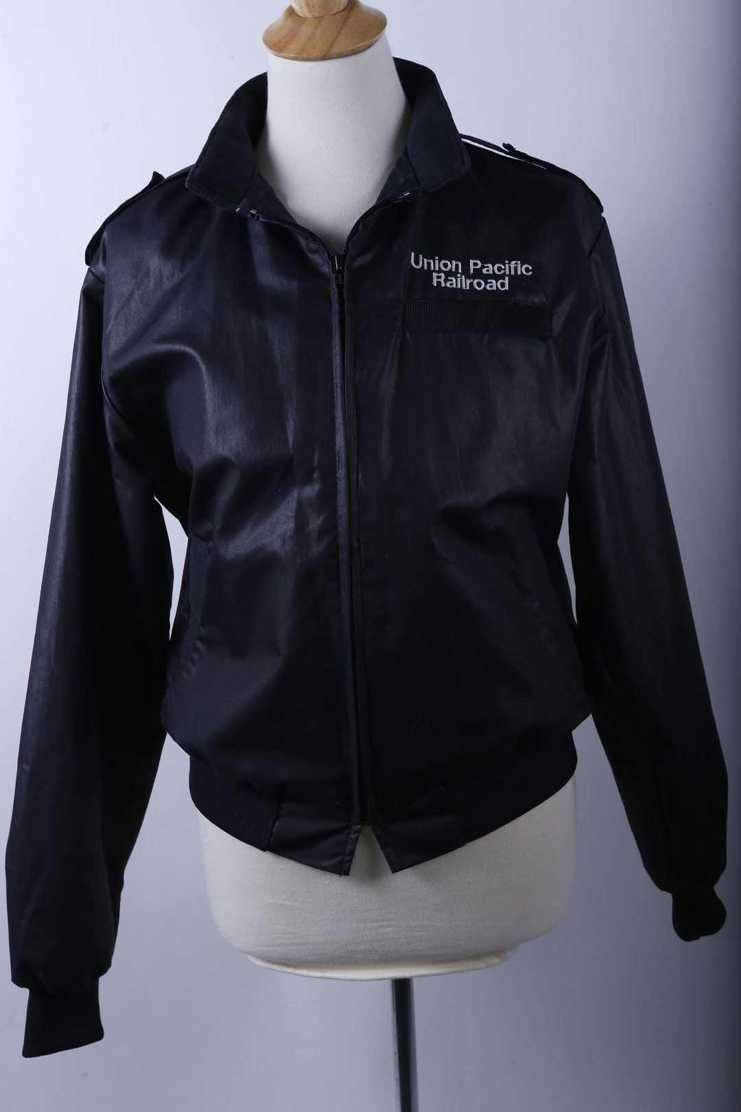 Black Leather Jacket, Union Pacific Railroad, Employee Only, Long ...