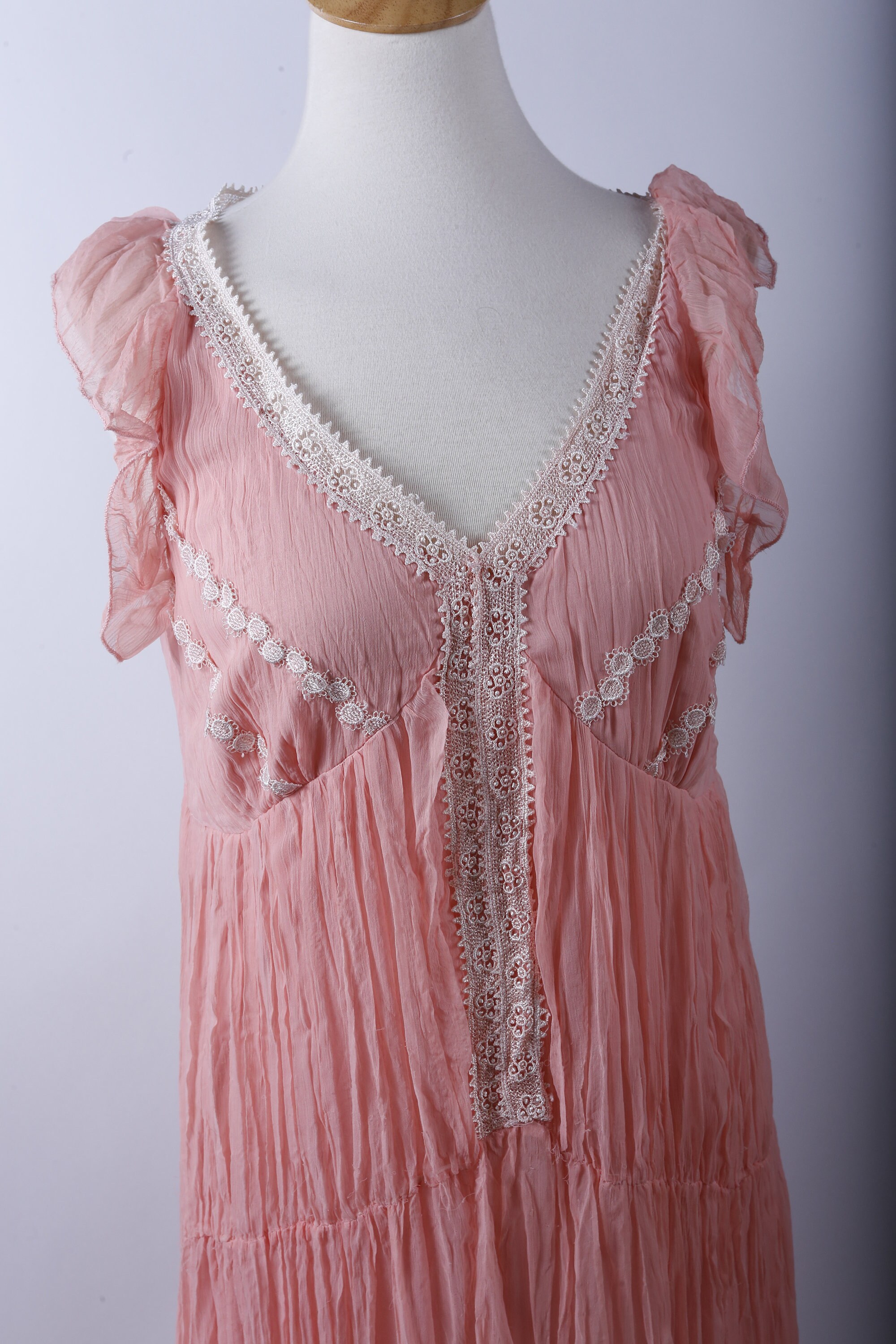 Long Peach Dress Red Patterns Lace Sleeveless Katherine - Etsy