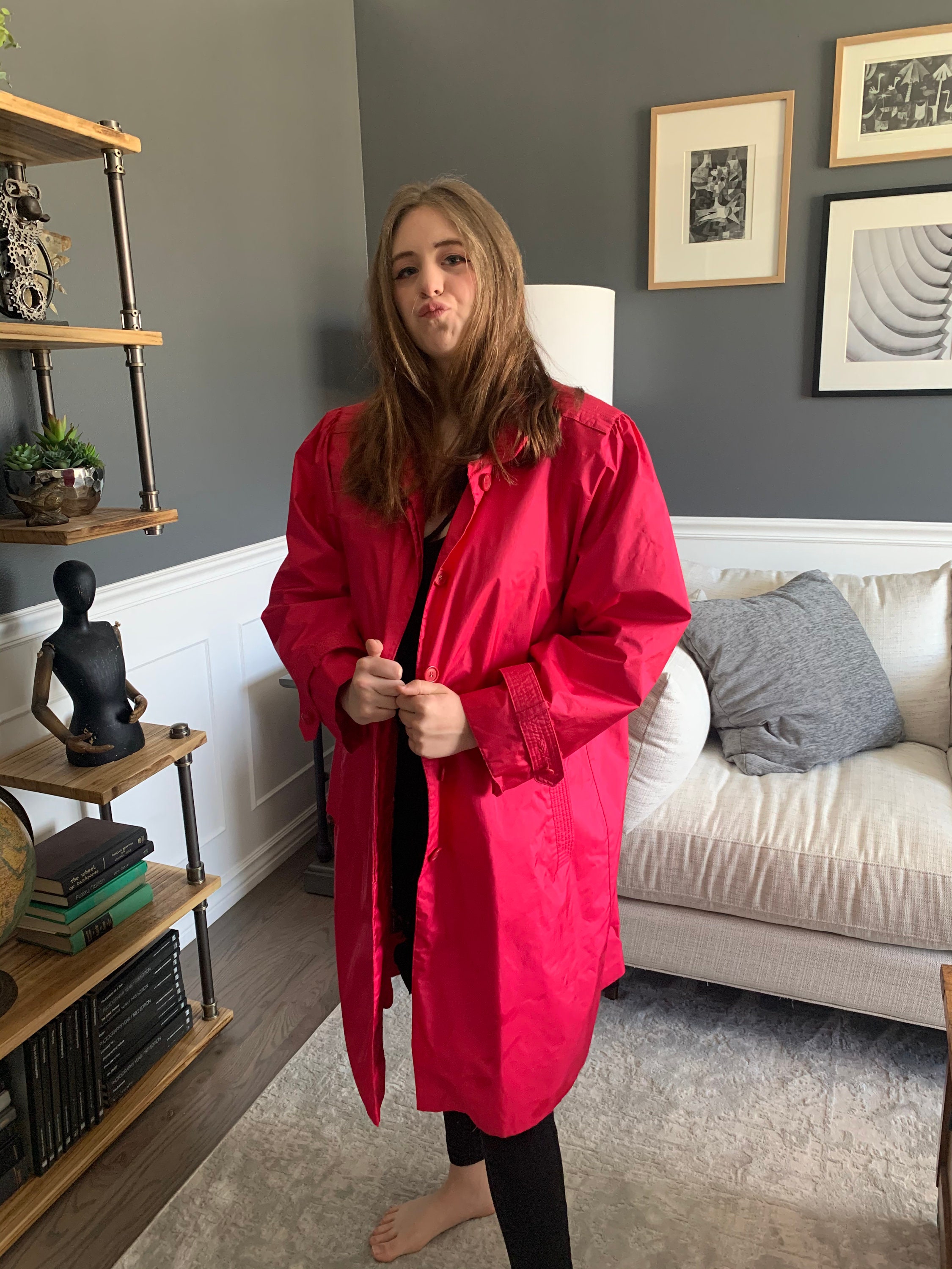 Worthington Hot Pink Cape Cloak Coat Long Sleeves Side - Etsy