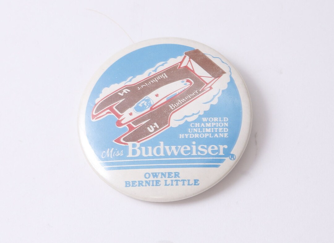 Miss Budweiser, Hydroplane, Owner Bernie Little, Blue, Pin, Badge, 2 ...