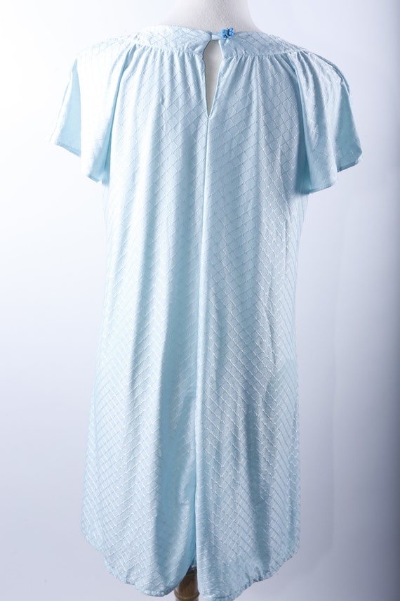 70s Blue, Muumuu, Slip Dress, Long, Dress, Relief Pat… - Gem