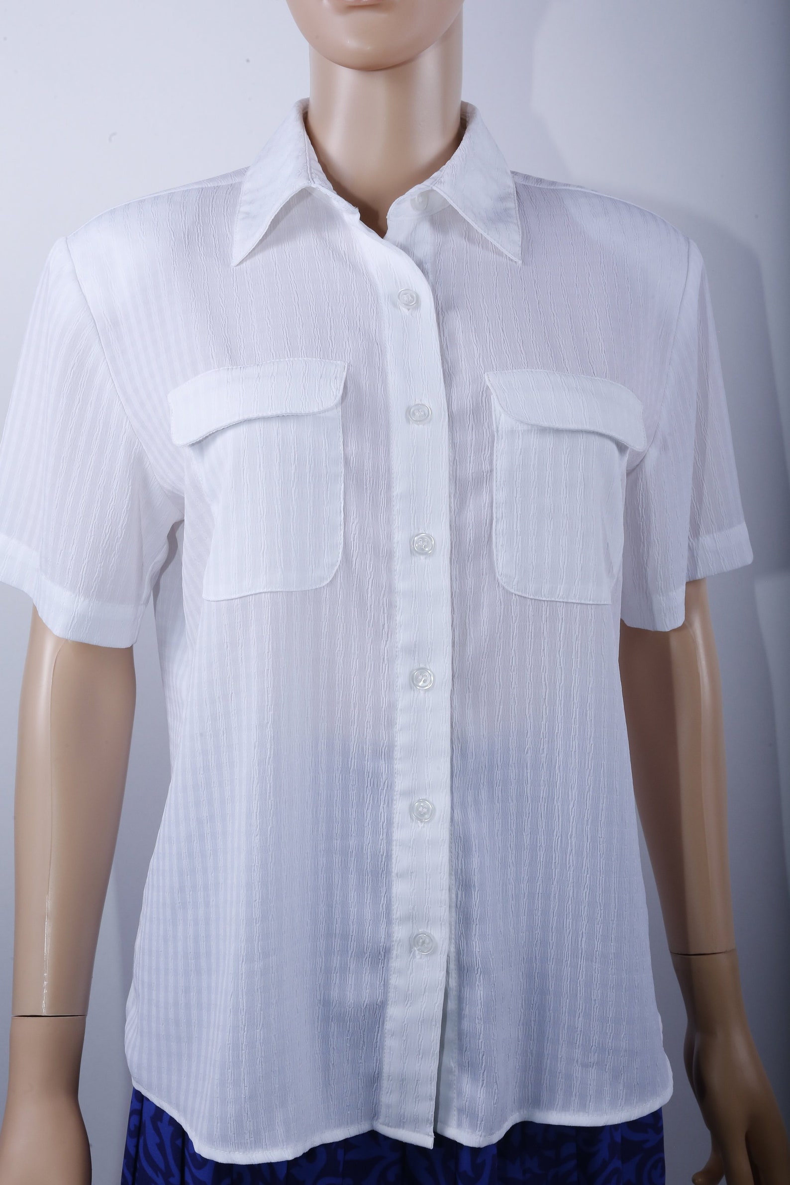 White See-through Transparent Blouse Shirt Short Sleeves | Etsy