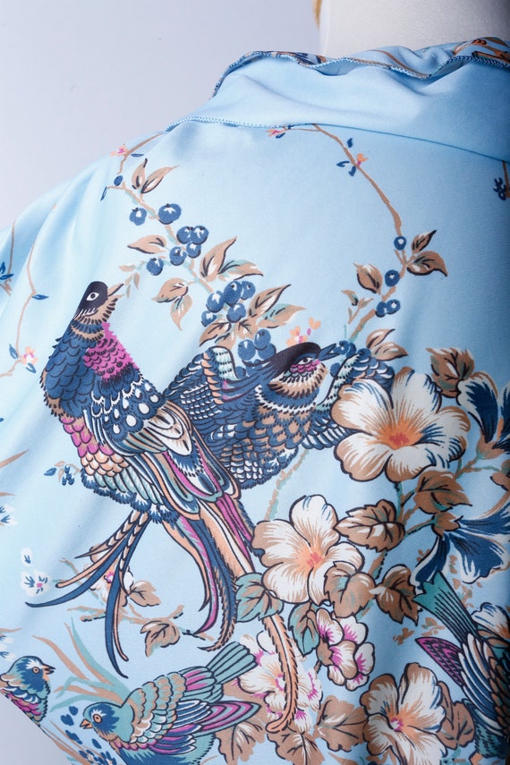 70s, Long Dress, Flowy, Hippie, Blue, Birds, Pheasant… - Gem