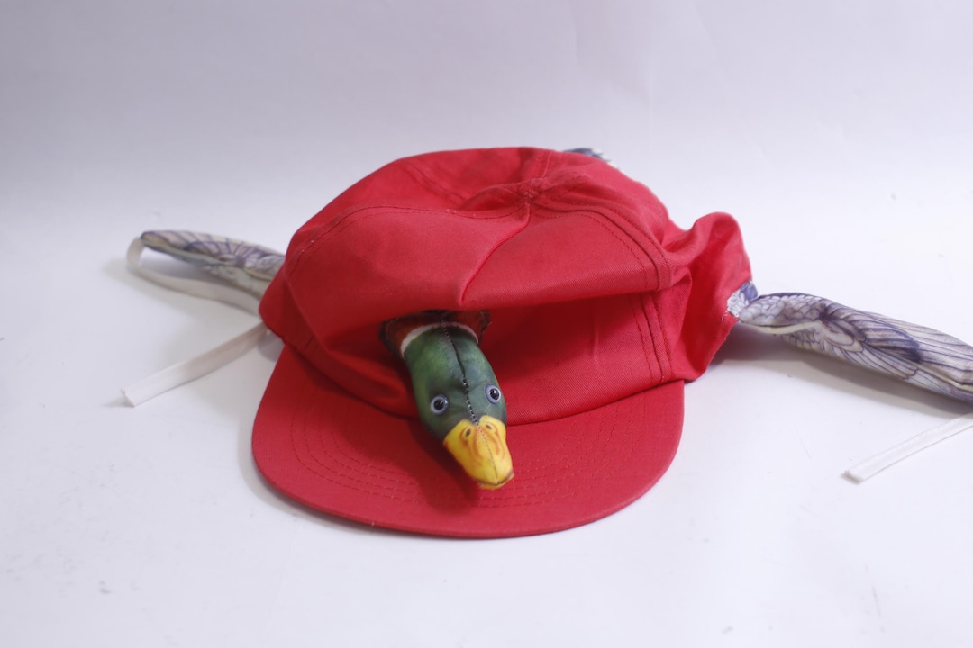 Red Duck Hunting Hat, Duck Cap, Funny, Prank, Silly Hat, Humorous, Eye ...