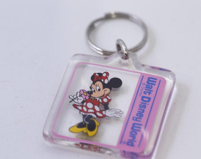 Walt Disney World, Minnie Mouse, Keychain, Square, Plastic, Key Ring ...
