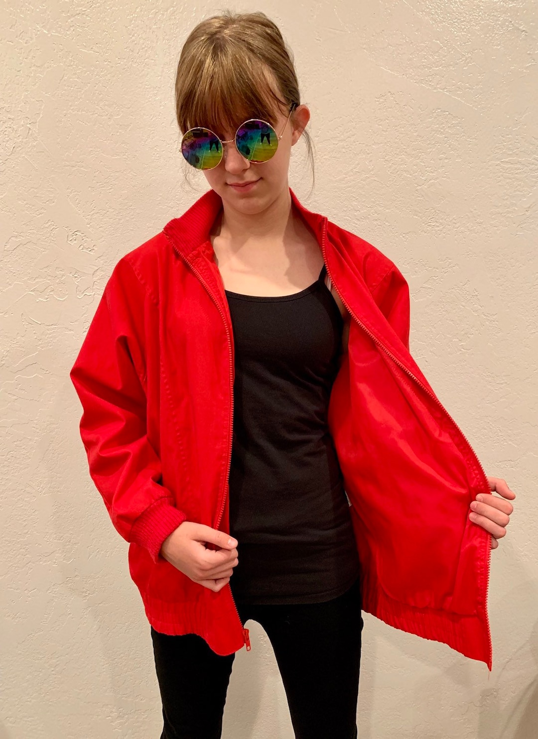 Large, Red, Sweater, Jacket, 80s, 90s, Being in the Current Seen, L ...