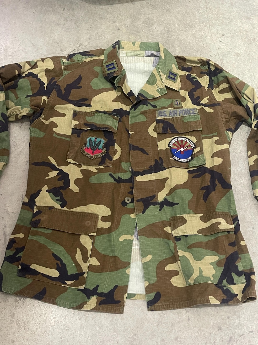 US Air Force, Woodland Camouflage BDU Jacket, Captain, 355 Medical ...