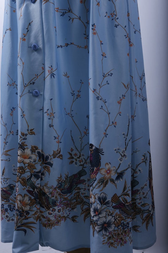70s, Long Dress, Flowy, Hippie, Blue, Birds, Pheasant… - Gem