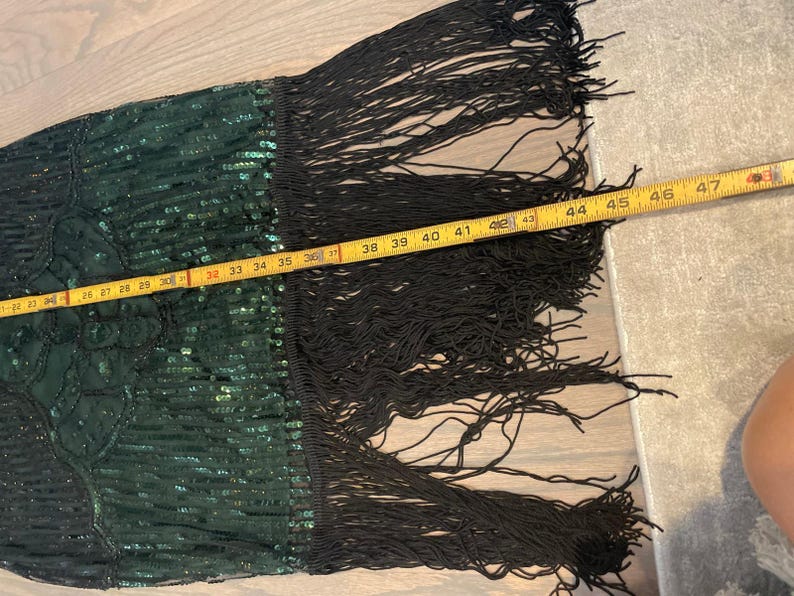 Flapper 1920s Style Dress, Dark Green, Beaded, Sparkling, Glitter ...