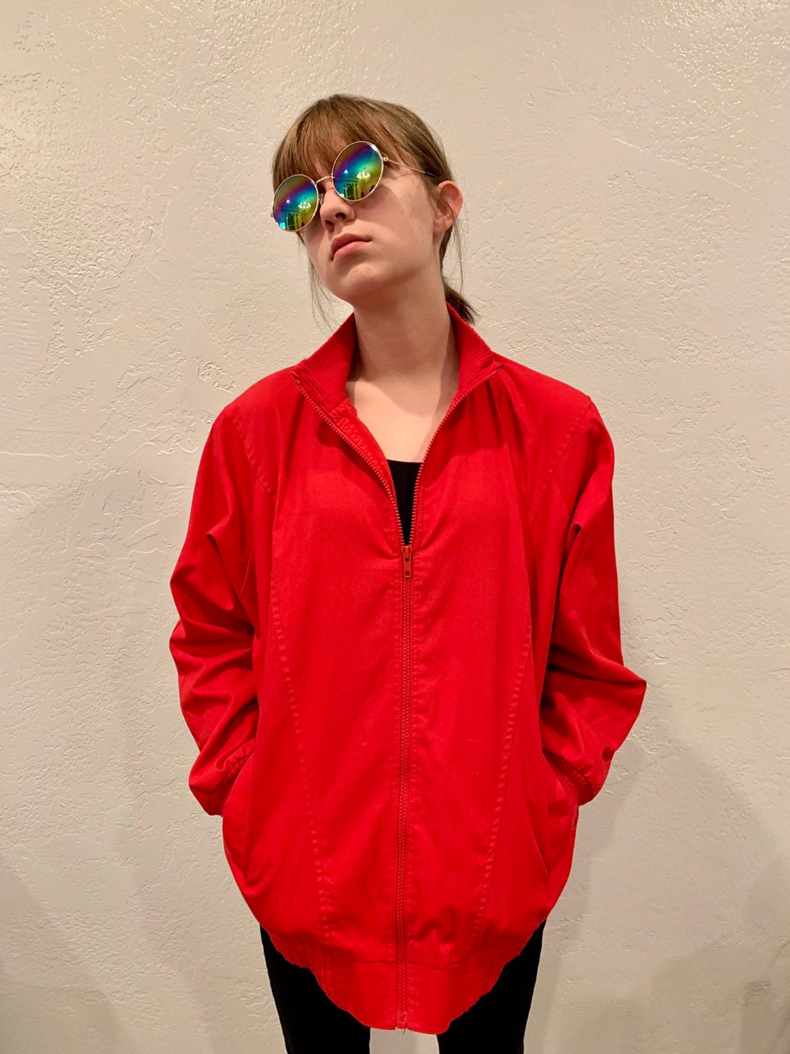 Large Red Sweater Jacket 80s 90s Being in the Current - Etsy