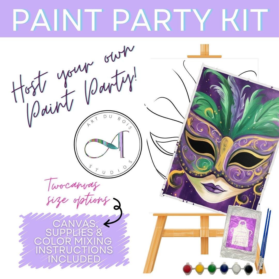 Mardi Gras Mask DIY Paint Party Kit – Canvas & Acrylics - Etsy