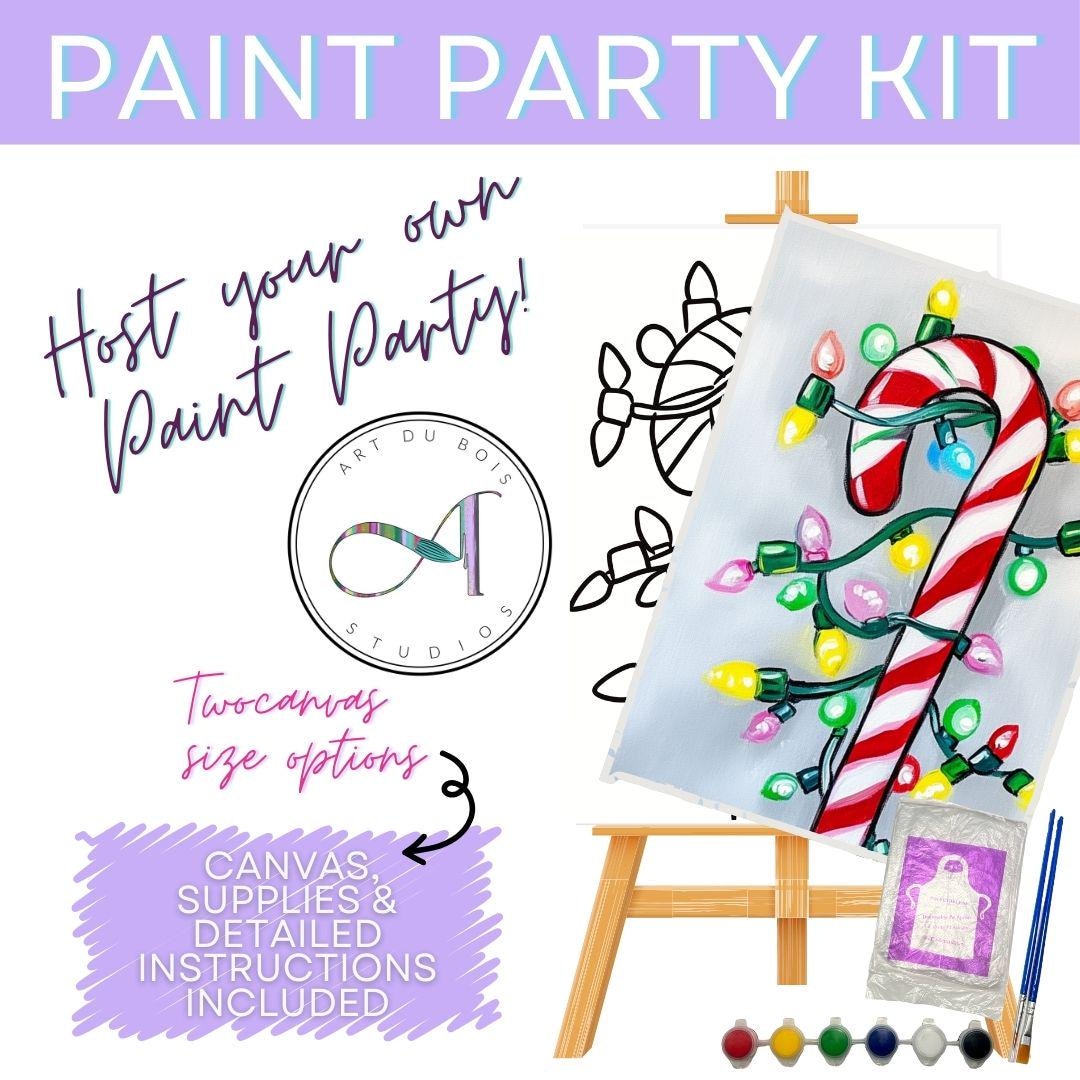 Candy Cane DIY Paint Party Kit – Pre-drawn Canvas - Etsy