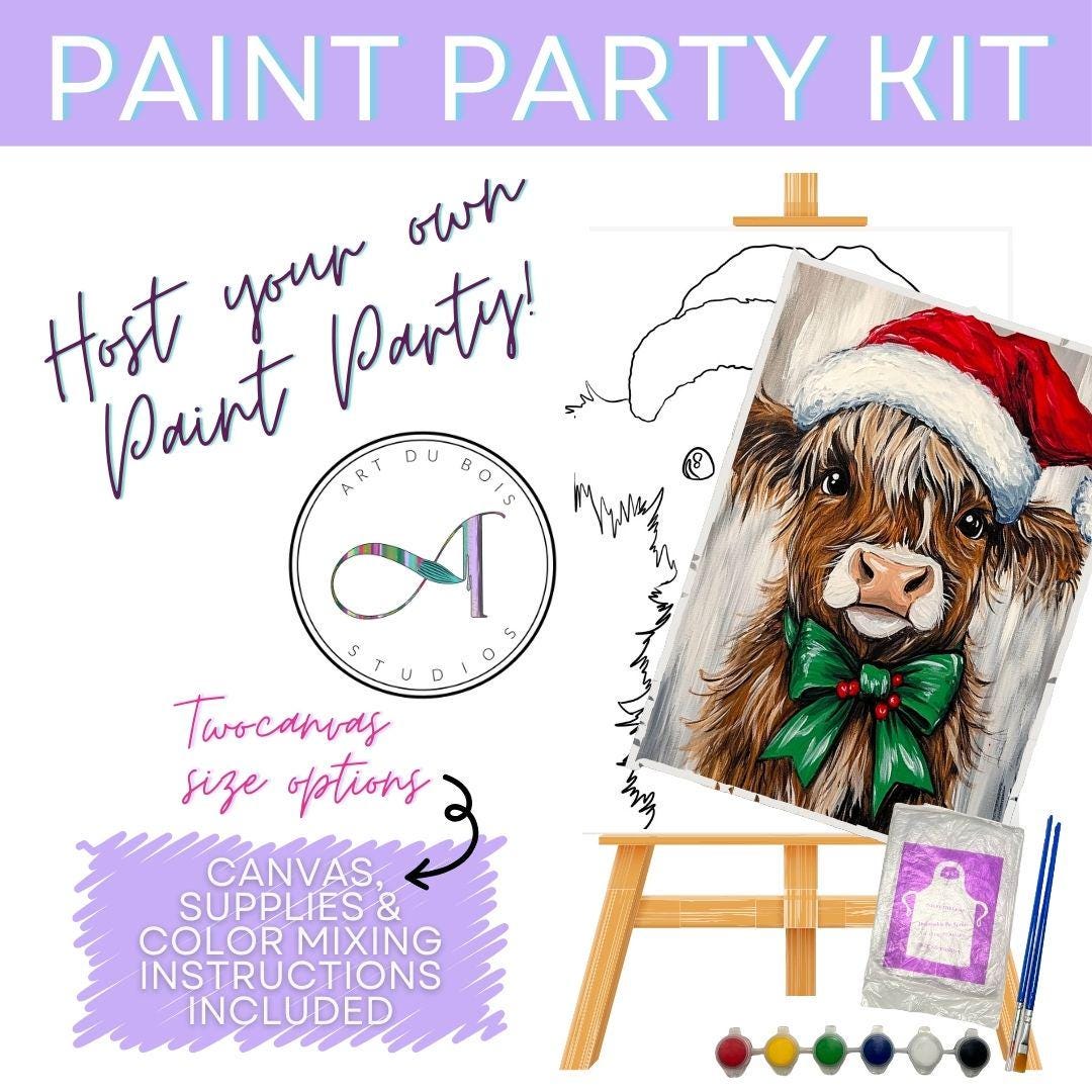 Festive Highlander - DIY Paint Party Kit, DIY Canvas, Paint Kit, Pre ...