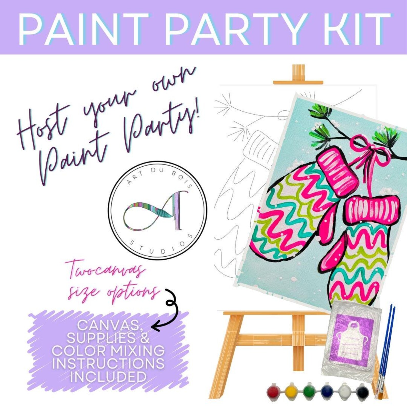 Lost Mittens - Easy DIY Paint Party Kit, DIY Canvas, Paint Kit for ...