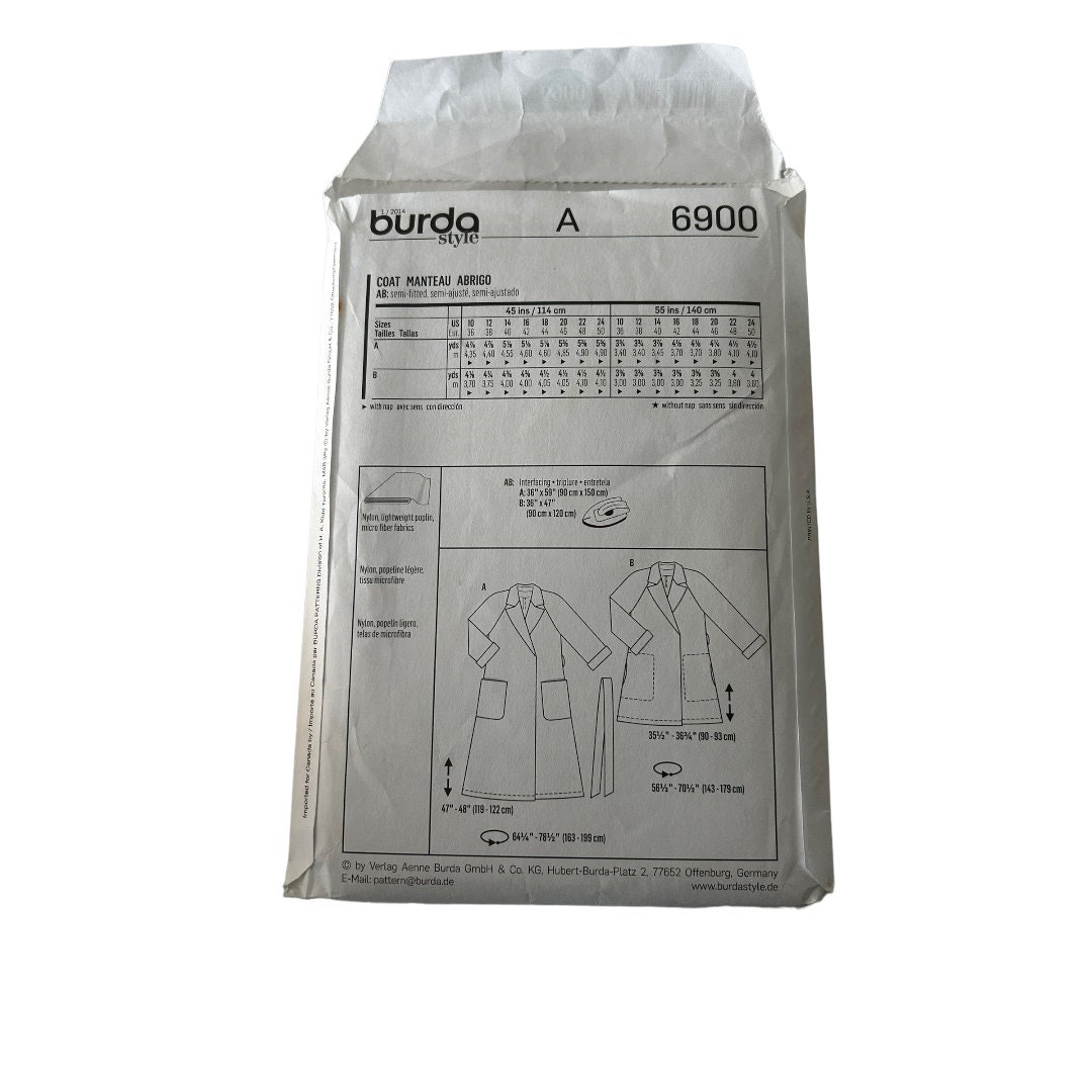 Burda 6900 Sewing Pattern, UNCUT and Factory Folded, Women's Light ...