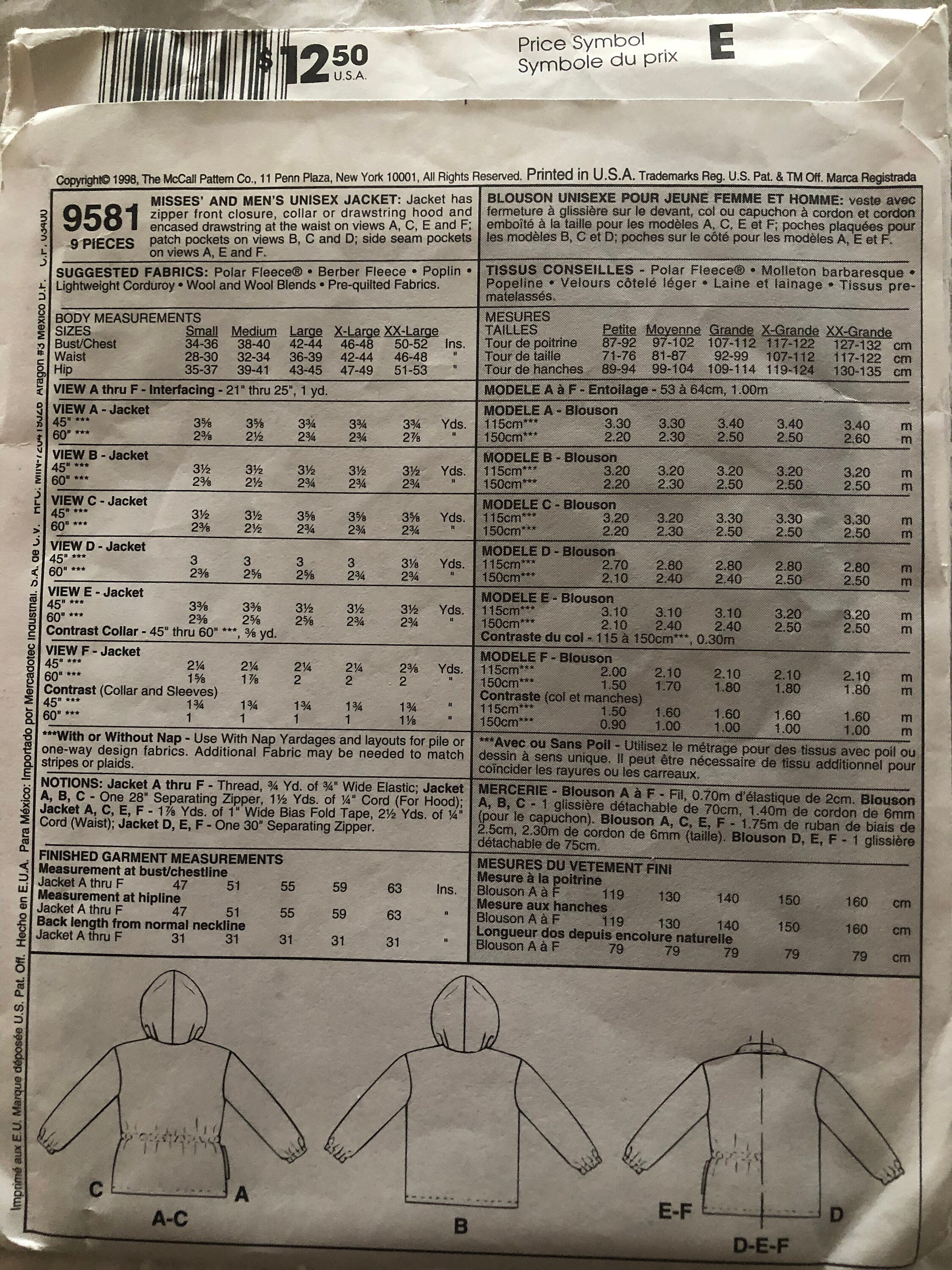 Mccall's 9581 Sewing Pattern UNCUT and Factory Folded - Etsy