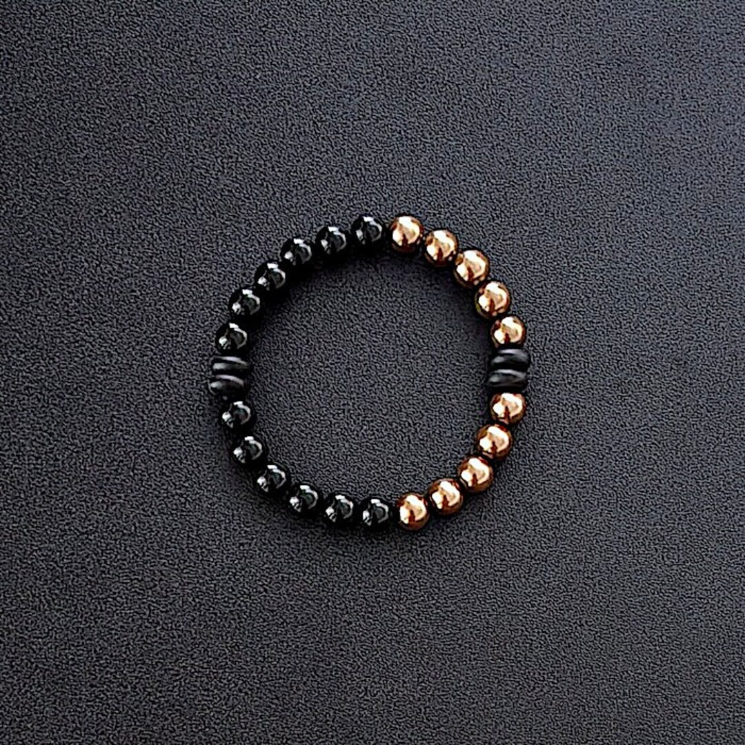 Spiritual Beads Bracelet Sterling Silver With Matte Black Onyx and Gold ...