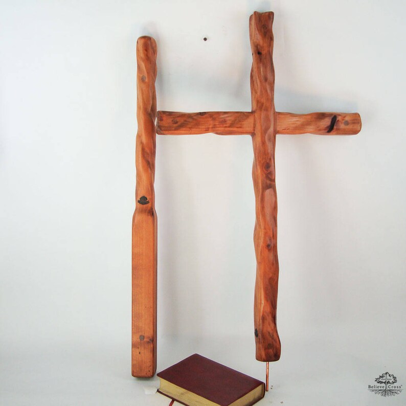 33" Outdoor Redwood Faithful Rugged Cross & In-ground Holder - Etsy