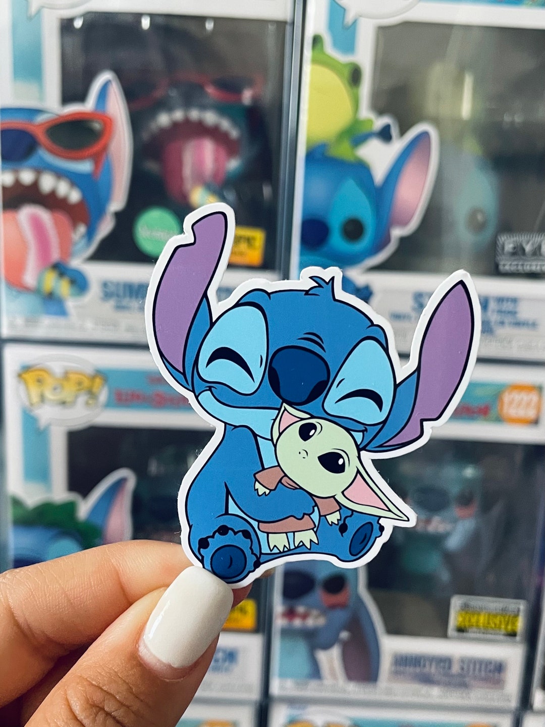 Stitch Hugging Grogu Sticker - Etsy