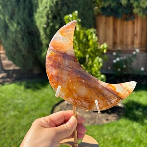 Moon Shaped Crystal Carved Sculpture| Fire Quartz Moon| Concentration ...