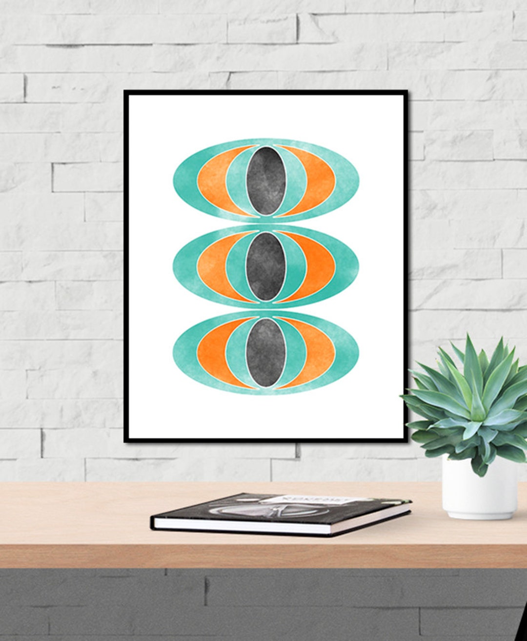Printable Mid Century Modern Art Digital Download Large Art Orange ...