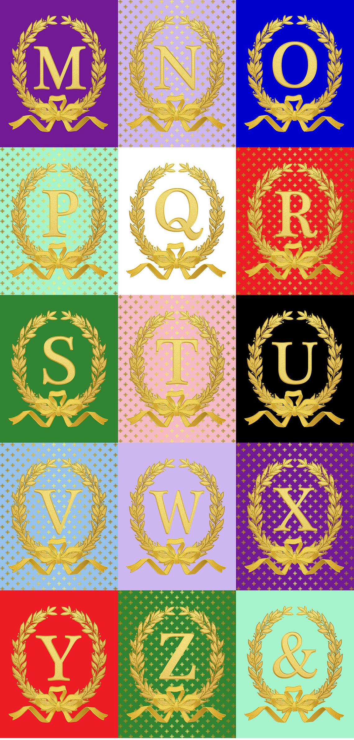 Printable Faux Gold Monogram Letter A B C D E F G H I J K L M | Etsy