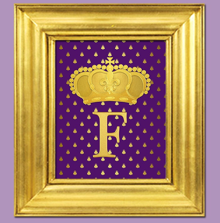 Printable Faux Gold Foil Print French Monogram F Letter F - Etsy