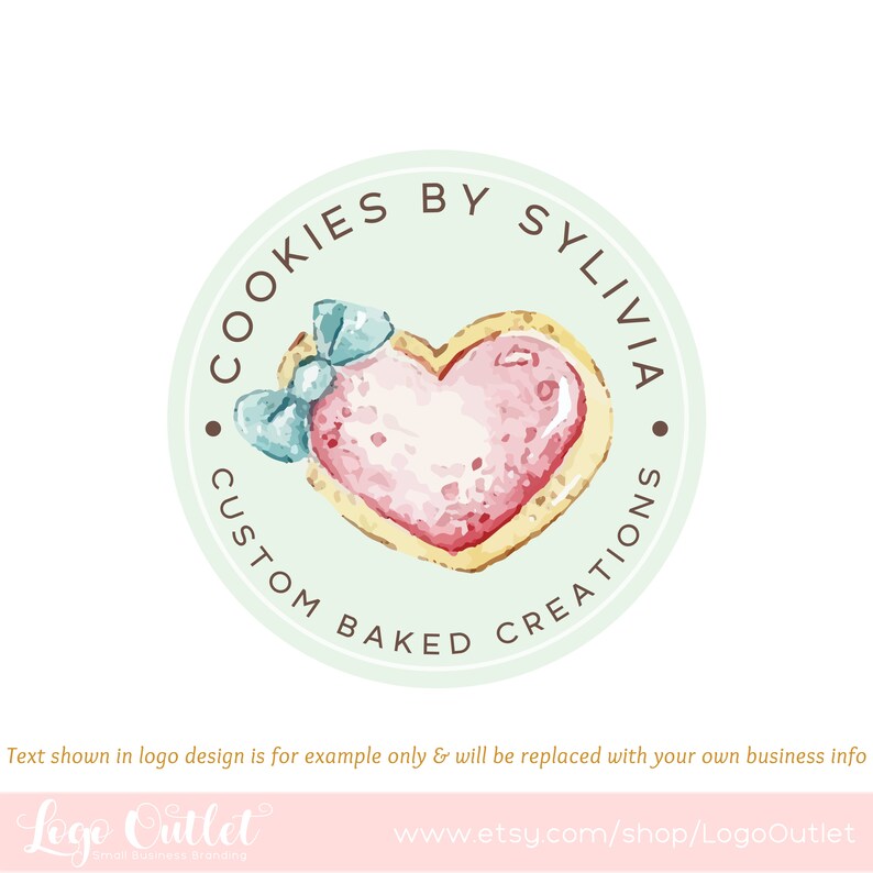 Heart Cookie Premade Logo Design Web Print Watermark - Etsy