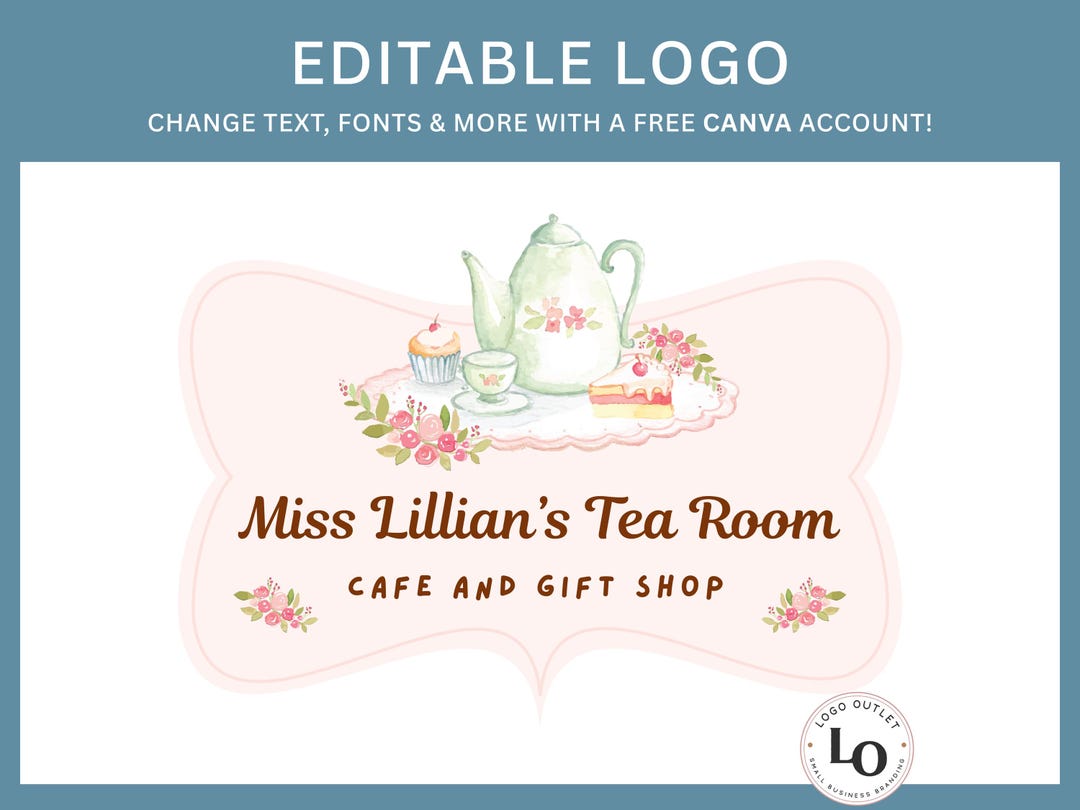 Tea Room Logo Template: Editable DIY Canva Design (instant Download) - Etsy