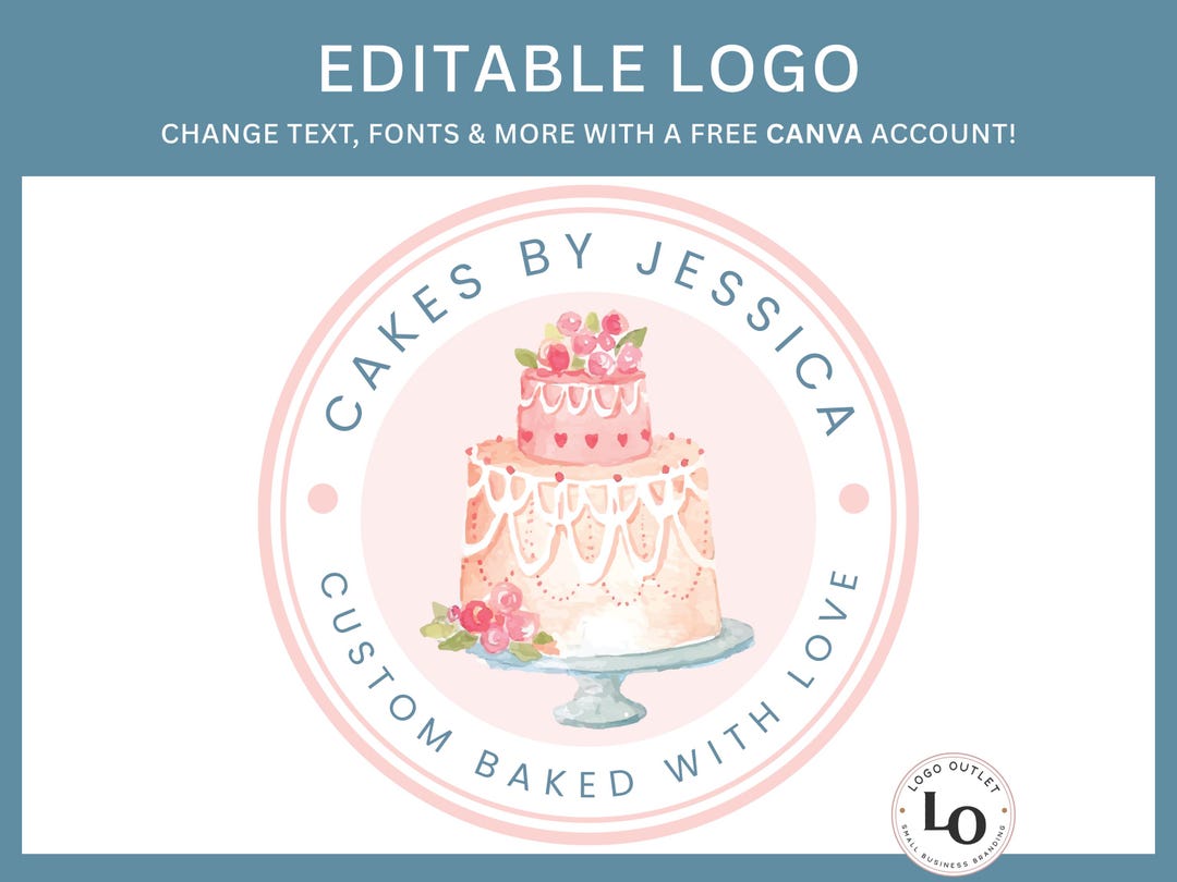 Editable Cake Logo Template: DIY Bakery Branding (canva) - Etsy