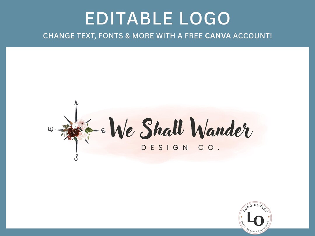 Editable Floral Compass Logo Template – DIY Canva Template for Blog ...