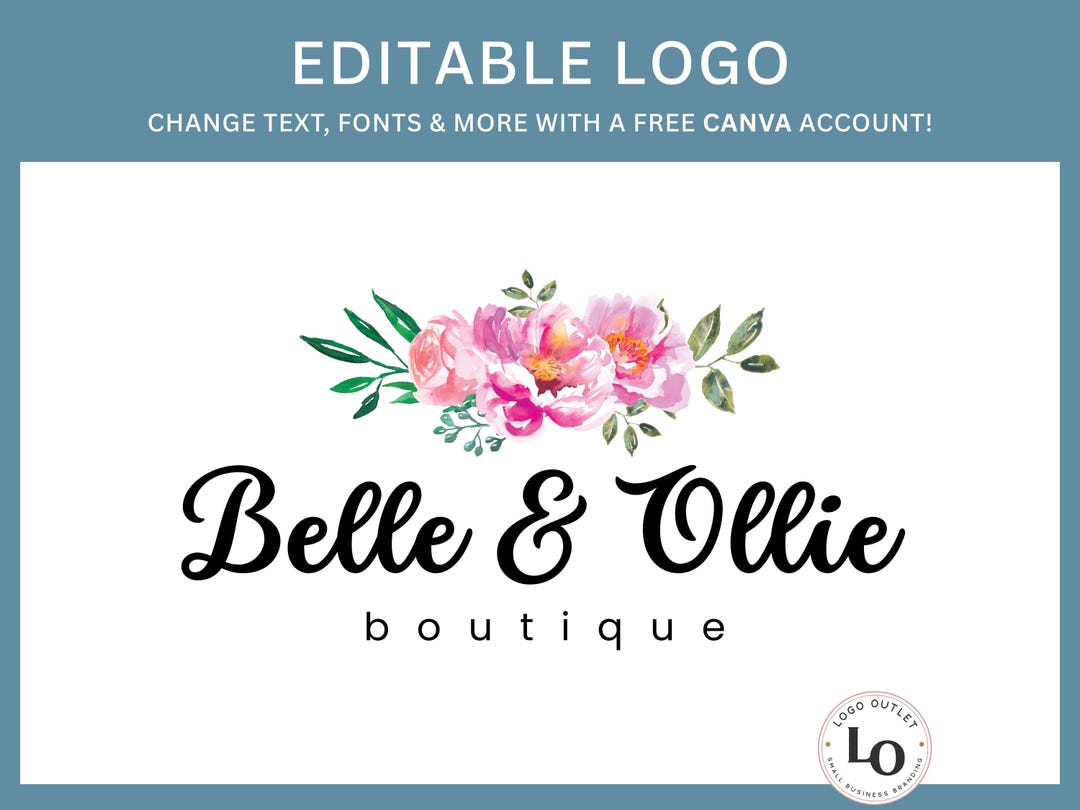 Editable Peonies Logo Template – DIY Canva Template for Boutique ...