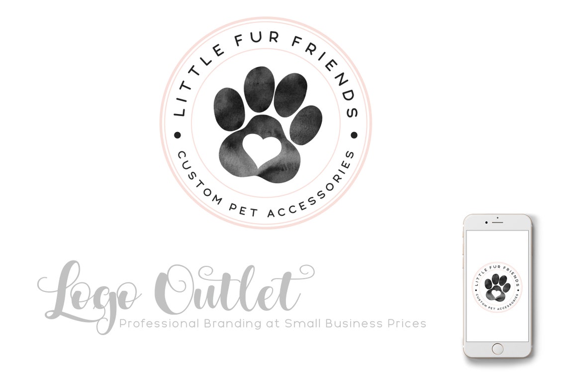 Paw Print Premade Logo Design Web Print Watermarks - Etsy