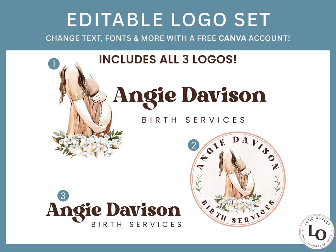 Editable Pregnancy Logo Templates – DIY Canva Templates for Doula ...