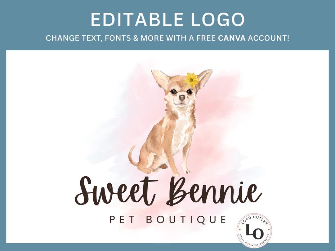 Editable Chihuahua Dog Logo Template: DIY Canva Design (digital ...