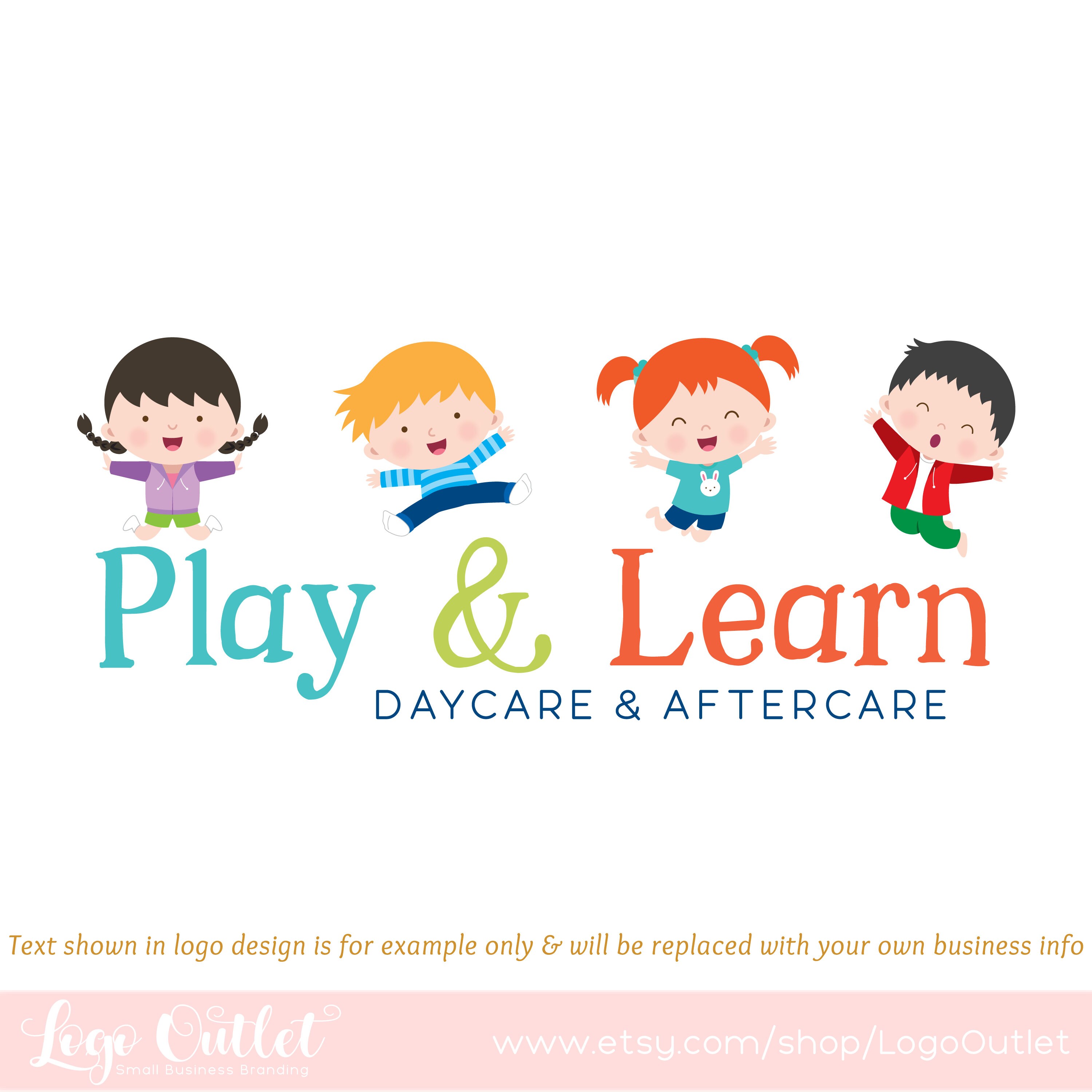 Jumping Kids Premade Logo Design Web Print Watermark Files Perfect for ...