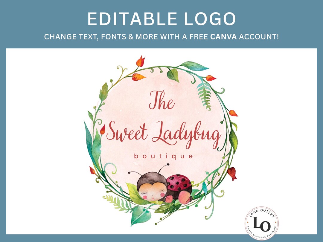 Editable Ladybug Logo Template – DIY Canva Template for Boutique ...