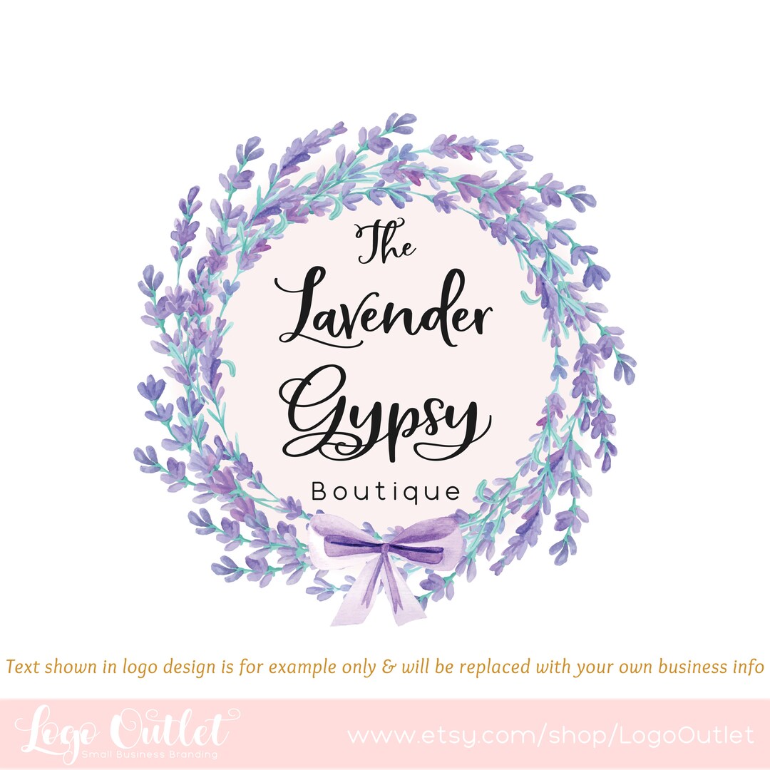 Lavender Wreath Premade Logo Design Web Print Watermark - Etsy