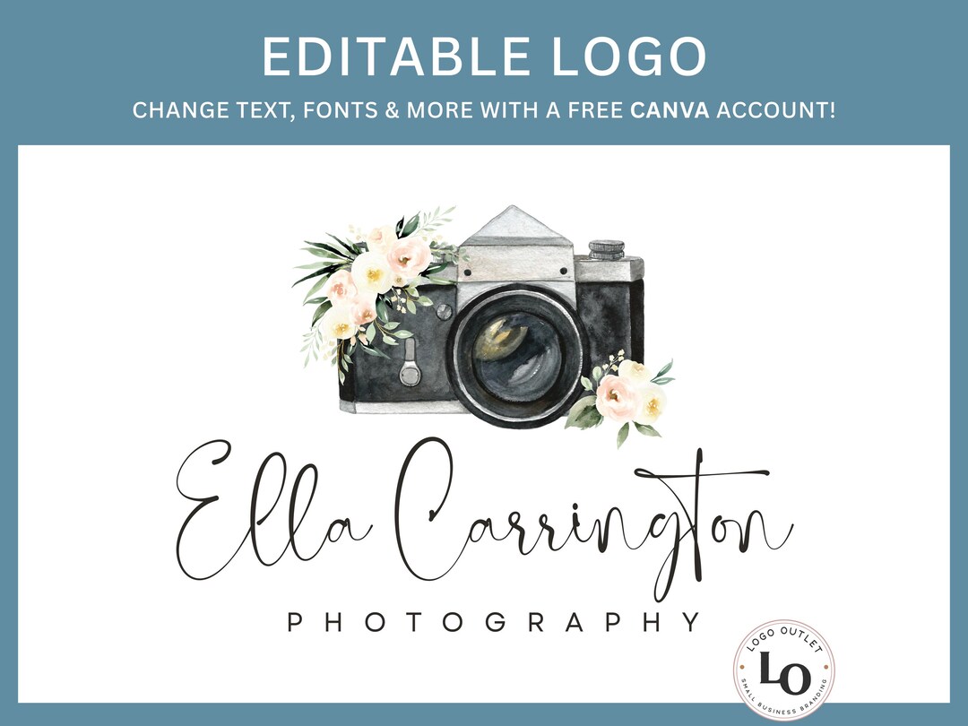Editable Floral Camera Logo Template – DIY Canva Template for ...