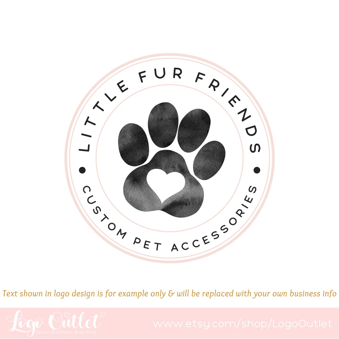 Paw Print Premade Logo Design Web Print Watermarks - Etsy