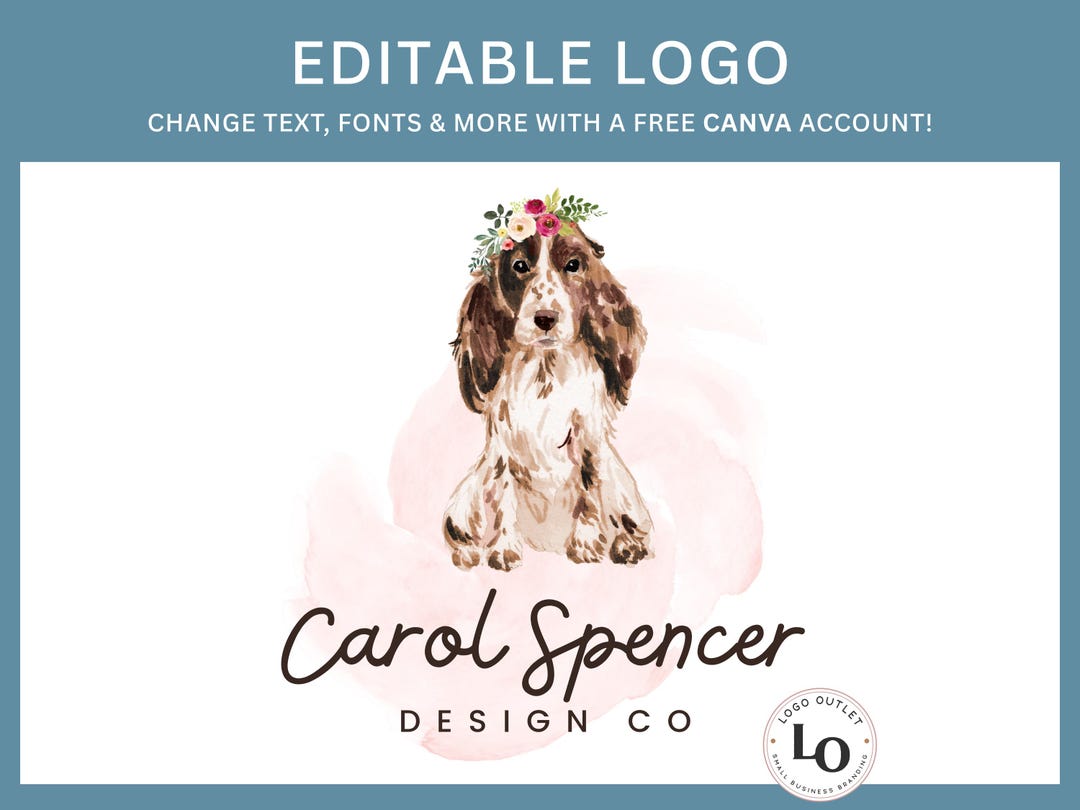 Editable Cocker Spaniel Dog Logo Template – DIY Canva Template for ...