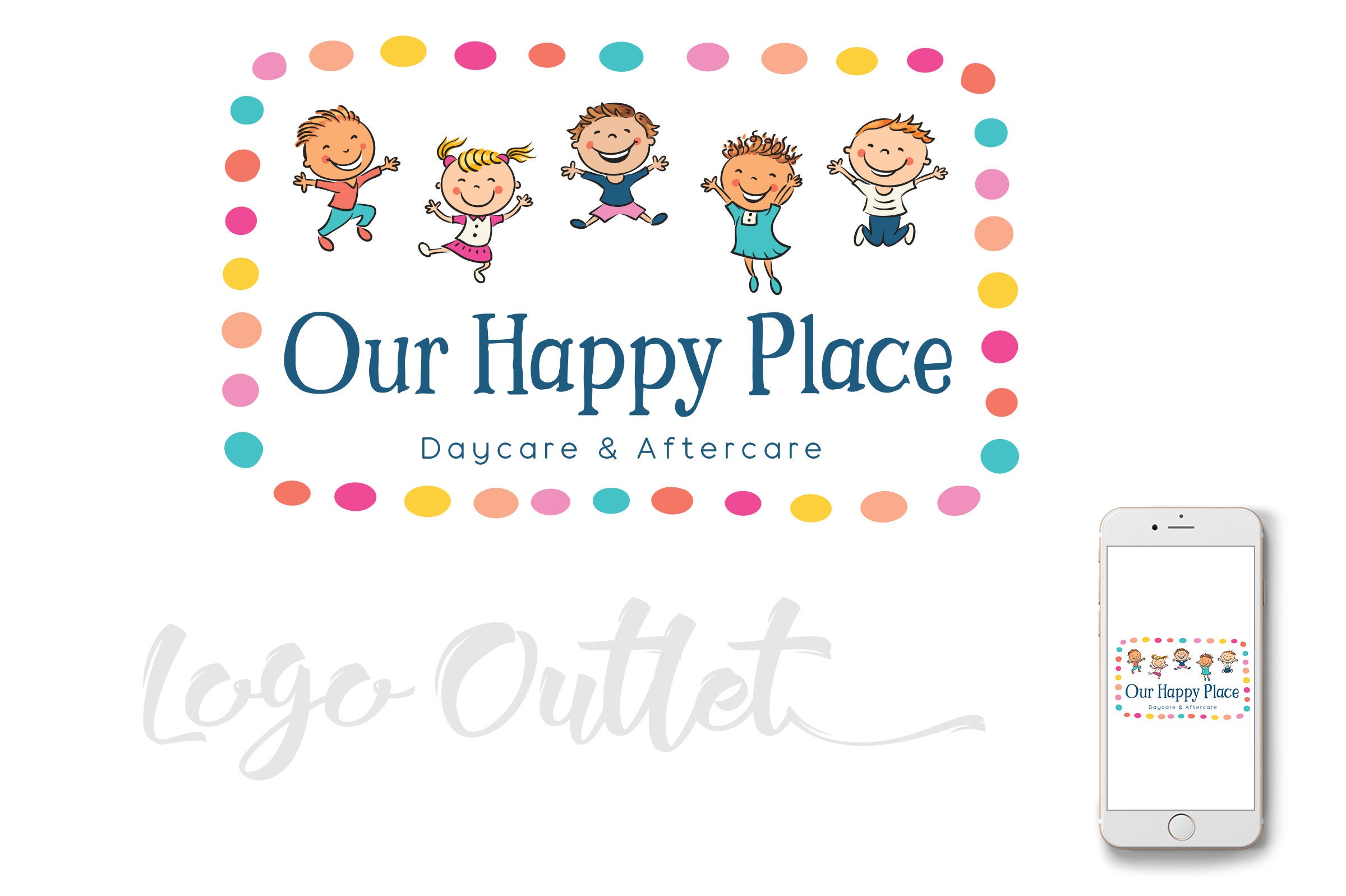 Happy Kids Premade Logo Design Web Print Watermark Files Perfect for ...