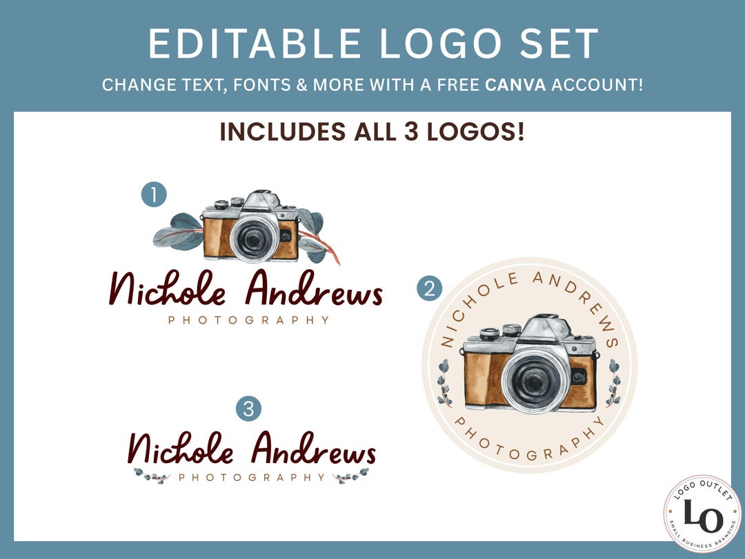 Editable Camera Logo Templates – DIY Canva Templates for Photographer ...