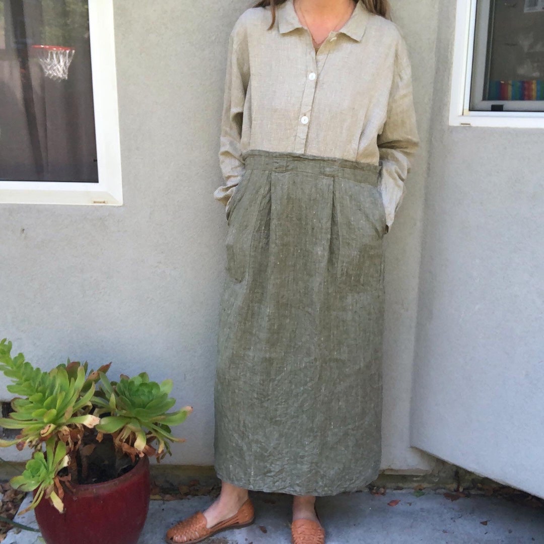 Flax Vintage Dress Flax by Angelheart Green Linen - Etsy