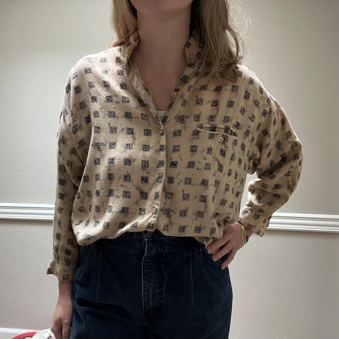 Forenza Vintage Alphabet Letter Block Rayon Blouse - Etsy