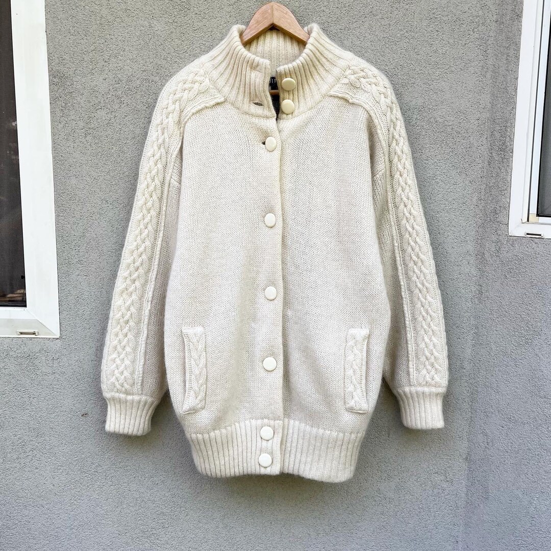 IB Diffusion Vintage Wool Sweater Coat Mohair Blend Cream - Etsy